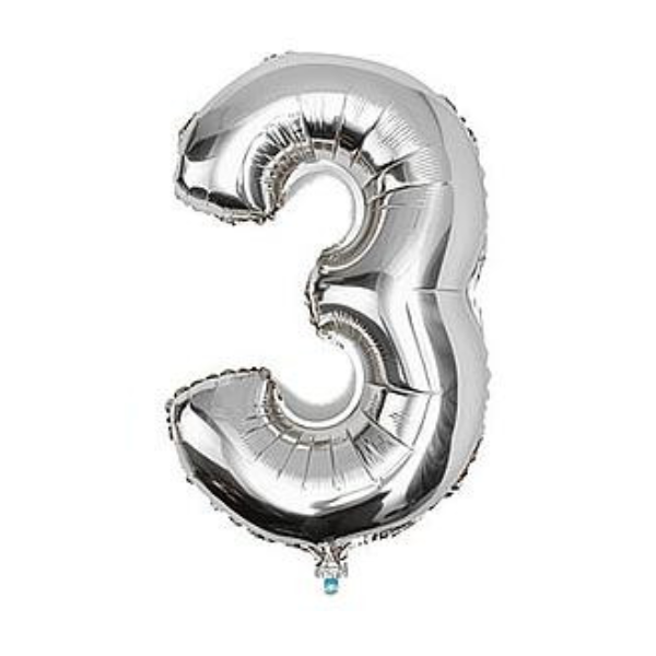 Globo metalizado 18" número 3 plateado-32738 - Distribuidora El Faro